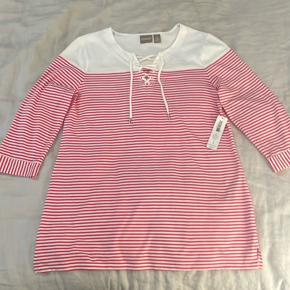 Chico's | Tops | Nwt Chicos Striped Lace Up Tunic 34 Sleeve In Wild ...